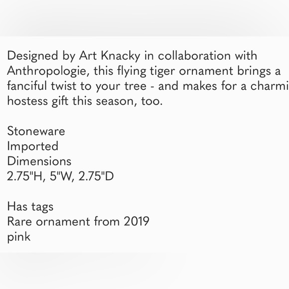 Anthropologie | Holiday | Anthropologie Art Knacky Flying Tiger ...